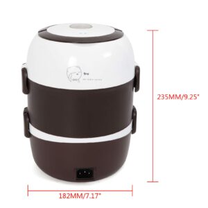 3 Layers Insulated Lunchbox Electric,Mini Rice Cooker Stainless Steel Egg Cooker,Portable Food Heater Steamer Warmer 2L For Home,Office,School