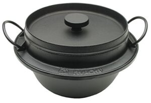 iwachu 410-718 japanese cast iron gohan nabe rice cooker, black