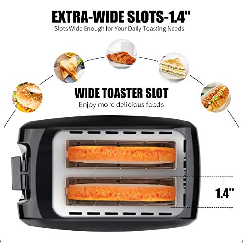 Toaster 2 Slice Toasters Best Rated Prime Toaster Compact Brushed Stainless Steel Toaster Black Small Toaster For Breakfast Bread Bagel Defrost Cancel Button Removable Crumb Tray Quickly Toast