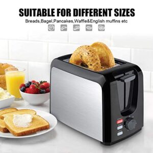 Toaster 2 Slice Toasters Best Rated Prime Toaster Compact Brushed Stainless Steel Toaster Black Small Toaster For Breakfast Bread Bagel Defrost Cancel Button Removable Crumb Tray Quickly Toast