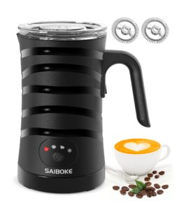 milk frother, saiboke 4-in-1 electric milk steamer，automatic hot & cold foam maker, 8.8oz/260ml milk warmer for latte, cappuccinos, macchiato. ultra-quiet working & automatic shut off.