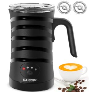 Milk Frother, SAIBOKE 4-in-1 Electric Milk Steamer，Automatic Hot & Cold Foam Maker, 8.8oz/260ml Milk Warmer for Latte, Cappuccinos, Macchiato. Ultra-Quiet Working & Automatic Shut Off.