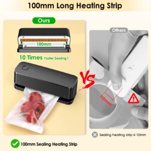 FEPPO Mini Bag Sealer, Bag Sealer Heat Seal Rechargeable Quick Seal Bags Machine, 3 Adjustable Gears Chip Bag Sealer with 3000mAh Battery 3.9" Heating Strip For Snack Bags Mylar Bags Food Storage