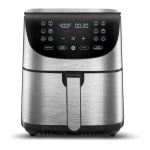 Gourmia Air Fryer Oven Digital Display 7 Quart Large AirFryer Cooker 12 Touch Cooking Presets, XL Air Fryer Basket 1700w Power Multifunction GAF778 Black and stainless steel air fryer FryForce 360°