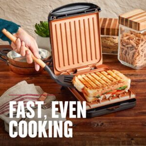 GEORGE FOREMAN GRS040BC 2-Serving Classic Plate Electric Indoor Grill and Panini Press - Black with Copper Plates