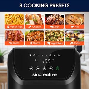 Air Fryer 5.5 QT, 8-in-1 Compact Hot Air Fryers, Electric Oilless Small Airfryer with Digital LCD Touch Screen, Non-Stick Basket, Recipe Book and Disposable Paper Liners, Gift for Mom Women Wife