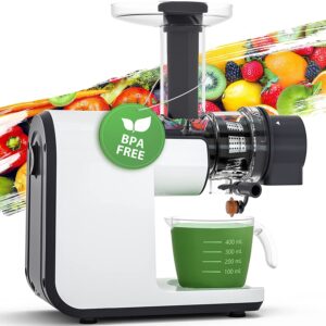 slow juicer, aeitto cold press juicer, bpa free juicer machines easy to clean, celery juicer with quiet motor & reverse function, masticating juicer for vegetable and fruit