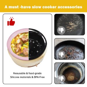 Silicone Slow Cooker Liners, Reusable Cooking Liner Fit Crock-Pot 6-8 Quarts Slow Cooker, Leakproof Dishwasher Safe Cooker Bags Liners for Oval or Round 6 7 8QT CrockPot.