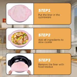 Silicone Slow Cooker Liners, Reusable Cooking Liner Fit Crock-Pot 6-8 Quarts Slow Cooker, Leakproof Dishwasher Safe Cooker Bags Liners for Oval or Round 6 7 8QT CrockPot.