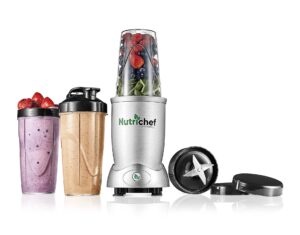 nutrichef personal electric single serve blender - 1200w professional kitchen countertop mini blender shakes and smoothies w/ pulse blend, convenient , portable 10 & 24 oz cups - nutrichef ncbl12