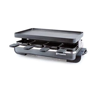 swissmar kf-77041 classic 8-person raclette party grill with reversible cast aluminum non-stick grill plate/crepe top, black