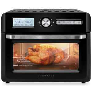 crownful 19 quart air fryer toaster oven, convection roaster with rotisserie & dehydrator, 10-in-1 countertop oven, original recipe and 8 accessories included, ul listed (black)