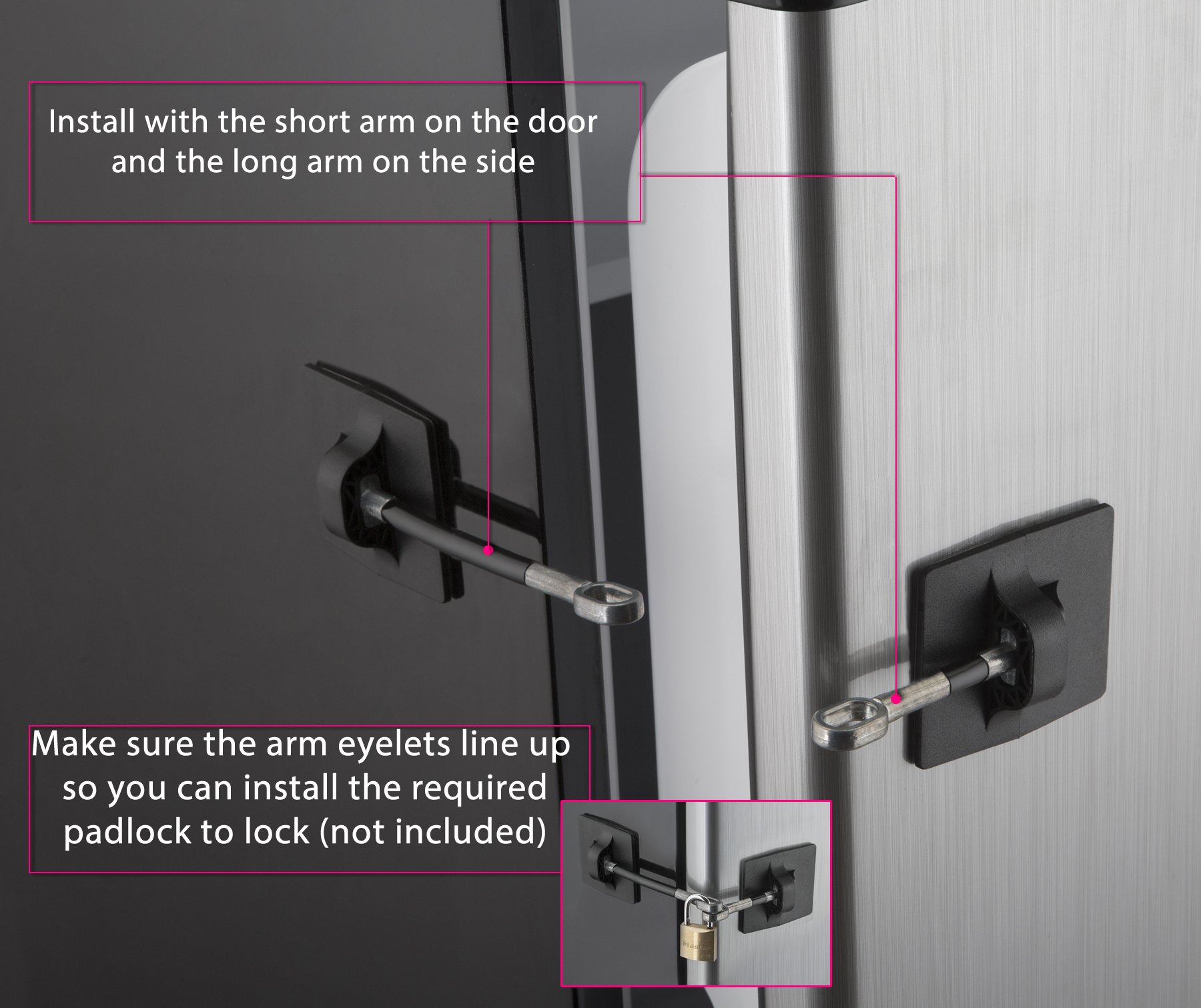 2-Pack Refrigerator Lock (2-Pack, Black Without Padlock),CSP-103.B.NP.2