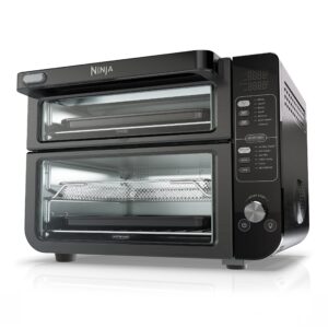 ninja dct402bk 13-in-1 double oven with flexdoor, flavorseal & smart finish, rapid top oven, convection and air fry bottom bake, roast, toast, fry, pizza more, black