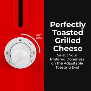 Nostalgia Coca-Cola Grilled Cheese Toaster with Easy-Clean Toaster Baskets and Adjustable Toasting Dial, Red, 2-Slot