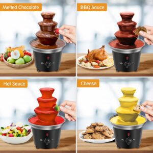 Chocolate Fondue Fountain,Chocolate Melt Dipping Machine Warmer.1.2 Pound,3 Tier Mini Chocolate Fountain Melting Tower for Children's Christmas Party, Family Gathering,Wedding,Mother's Day(Dark Black)