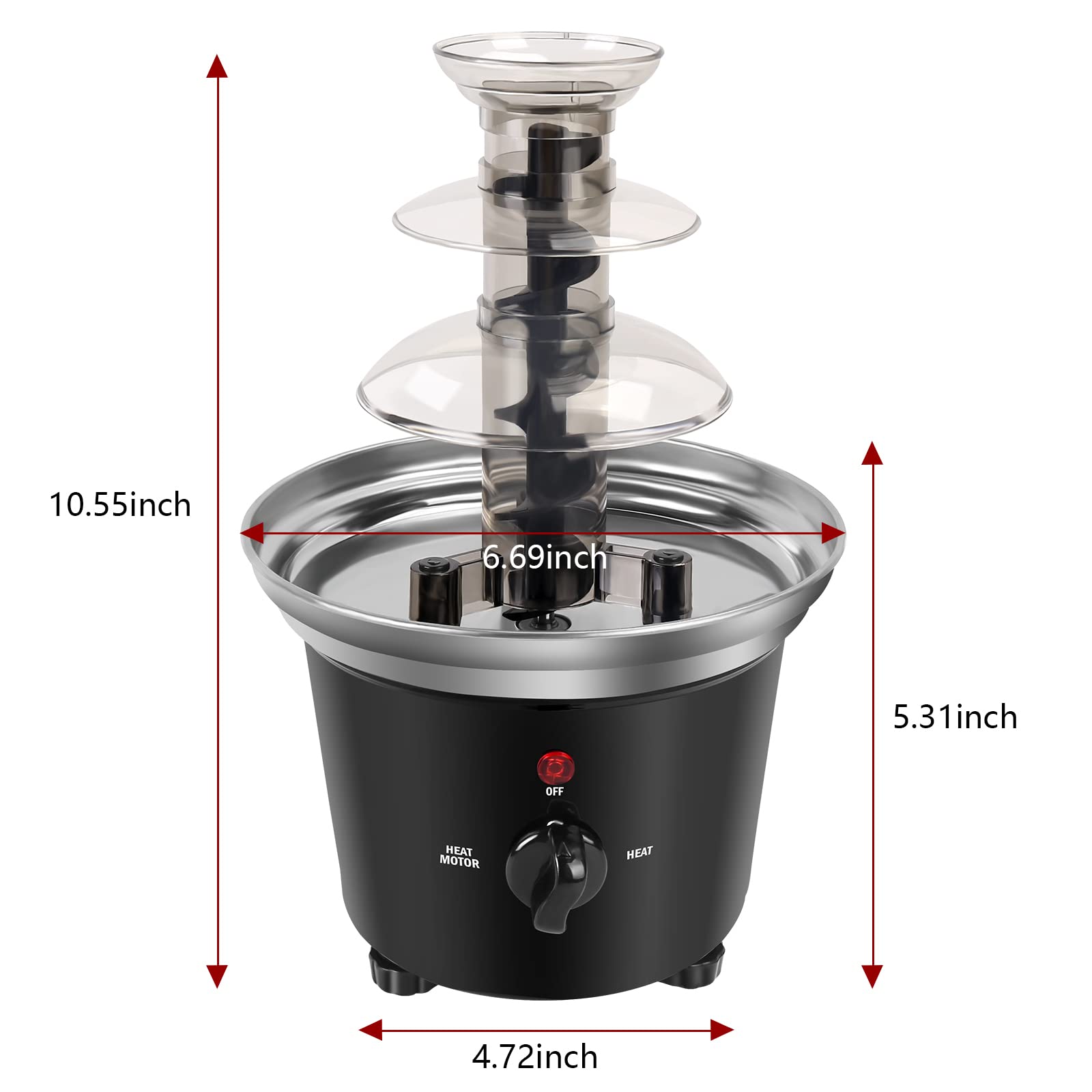 Chocolate Fondue Fountain,Chocolate Melt Dipping Machine Warmer.1.2 Pound,3 Tier Mini Chocolate Fountain Melting Tower for Children's Christmas Party, Family Gathering,Wedding,Mother's Day(Dark Black)