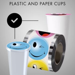 WantJoin Cup Sealing Film Tea Cup Sealing Film Boba Cup Sealer Film 90-105 mm 3000 Cups for PP Plastic and Paper Cups