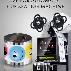 WantJoin Cup Sealing Film Tea Cup Sealing Film Boba Cup Sealer Film 90-105 mm 3000 Cups for PP Plastic and Paper Cups