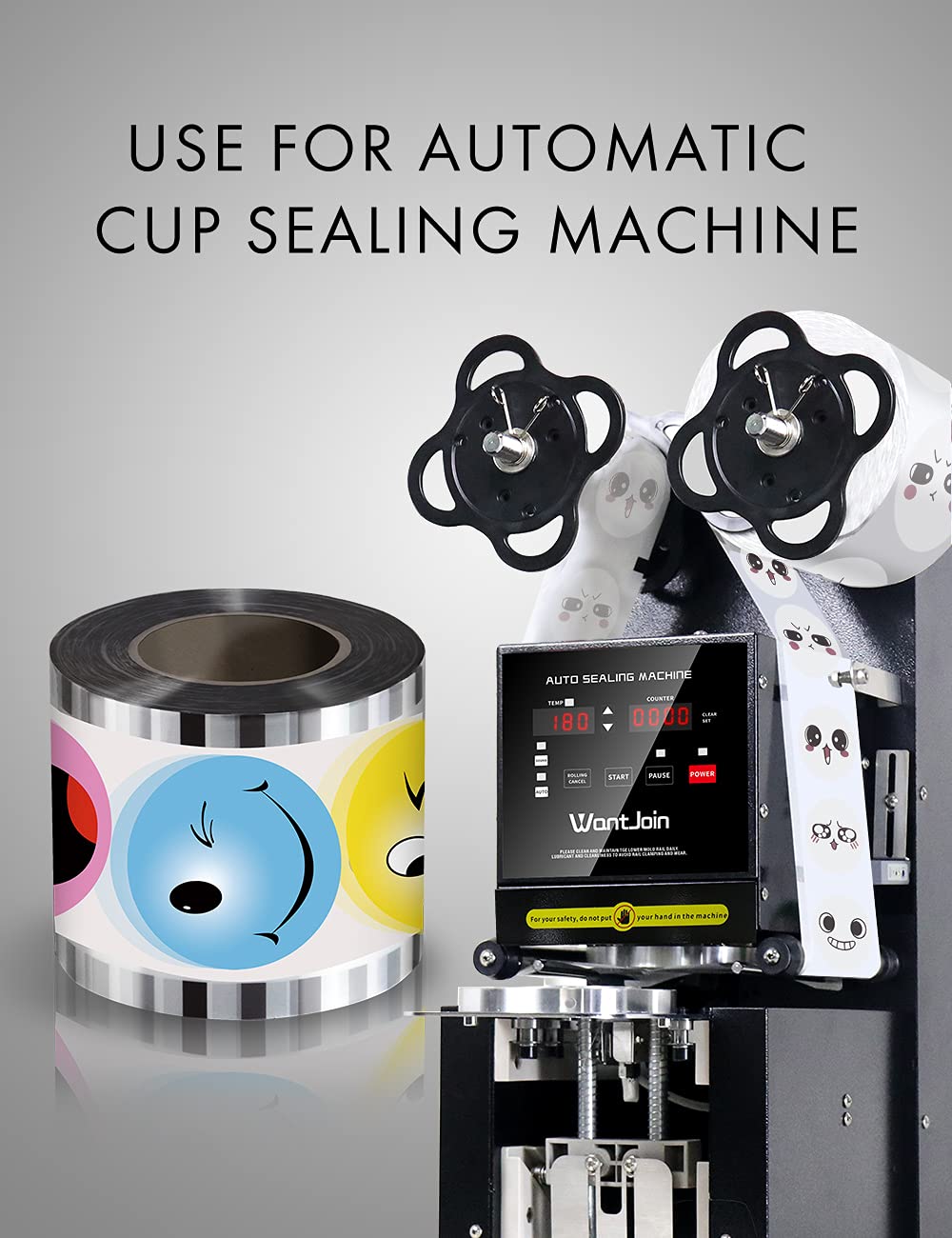 WantJoin Cup Sealing Film Tea Cup Sealing Film Boba Cup Sealer Film 90-105 mm 3000 Cups for PP Plastic and Paper Cups