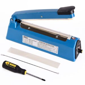 cofoetln 8 inch impulse heat sealer, heat sealer for plastic bags, manual poly bag sealing machine, bag sealer heat seal machine for pe pp bags with screwdriver and heating element kit