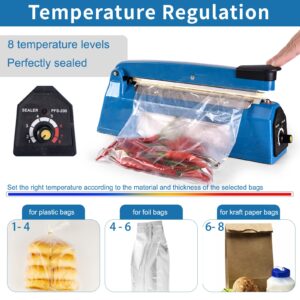 COFOETLN 8 Inch Impulse Heat Sealer, Heat Sealer for Plastic Bags, Manual Poly Bag Sealing Machine, Bag sealer Heat Seal Machine for PE PP Bags with Screwdriver and Heating Element Kit