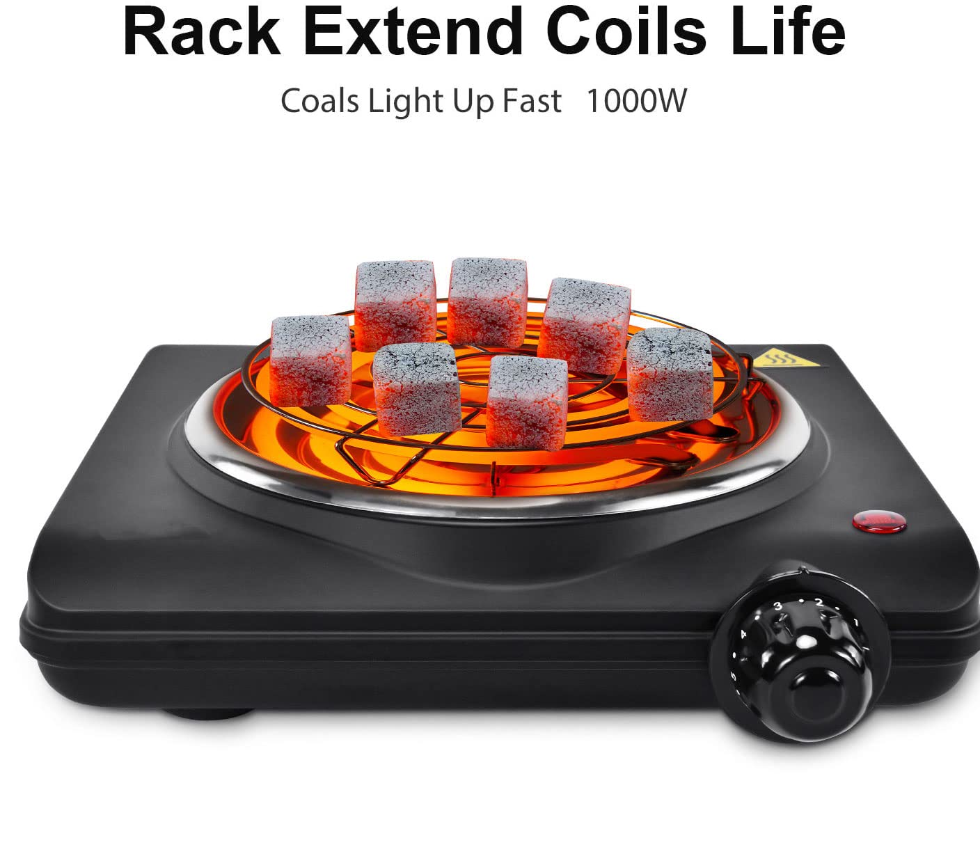 Electric Charcoal Burner Stove Portable Hot Plate Grill Coal Burners Heating Plate 1000W Charcoals Starter Heater with Smart Heat Control & Stainless Steel Fast Heating for Cooking top Countertop