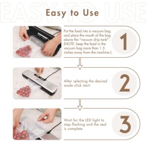 Aoresac Vacuum Sealer Machine, Automatic Food Vacuum Sealer for Food Storage and Sous Vide, Dry/Moist Modes, 13Inch Compact Design with 10Pcs Vacuum Sealer Bag for All Saving Needs Starter Kit