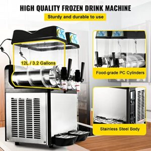 VEVOR Frozen Drink Machine, 12LX2 Tanks Commercial Margarita Machine, 700W Commercial Slushy Machine, Stainless Steel Margarita Machines, Efficient Cooling Perfect for Cafes Restaurants Bars