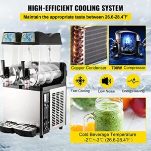 VEVOR Frozen Drink Machine, 12LX2 Tanks Commercial Margarita Machine, 700W Commercial Slushy Machine, Stainless Steel Margarita Machines, Efficient Cooling Perfect for Cafes Restaurants Bars