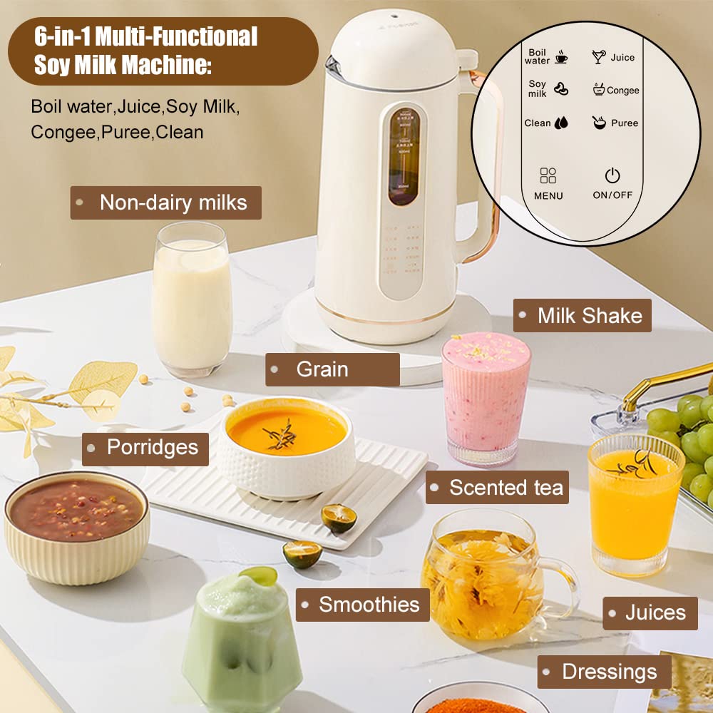 Toyukia Multi-Functional Nut Milk Maker Machine 30OZ/900mL,Smart Automatic Homemade Plant-Based Milk,Oat,Soy,Almond,Dairy Free Beverages Machine,Juicer with Mesh Strainer,Free Filtering,Self Cleaning