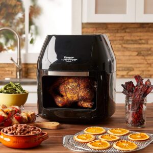 PowerXL Air Fryer Pro, Crisp, Cook, Rotisserie, Dehydrate; 7-in-1 Cooking Features; Deluxe Air Frying Accessories; 3 Recipe Books (6 Qt, Black)