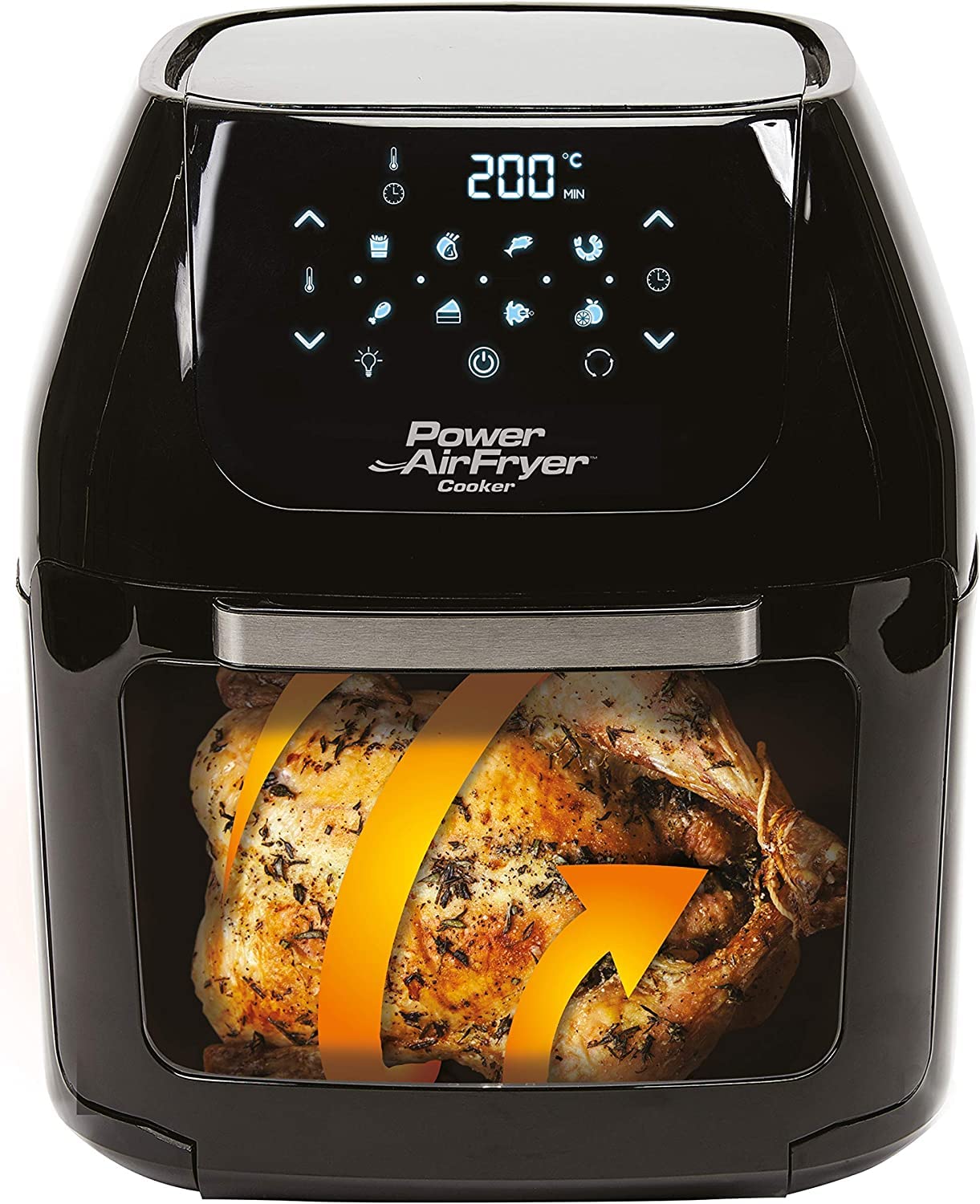 PowerXL Air Fryer Pro, Crisp, Cook, Rotisserie, Dehydrate; 7-in-1 Cooking Features; Deluxe Air Frying Accessories; 3 Recipe Books (6 Qt, Black)