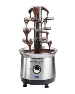 nostalgia 4 tier electric chocolate fondue fountain machine for parties - melts cheese, queso, candy, and liqueur - dip strawberries, apple wedges, vegetables, and more - 32-ounce - stainless steel