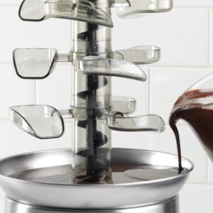 Nostalgia 4 Tier Electric Chocolate Fondue Fountain Machine for Parties - Melts Cheese, Queso, Candy, and Liqueur - Dip Strawberries, Apple Wedges, Vegetables, and More - 32-Ounce - Stainless Steel