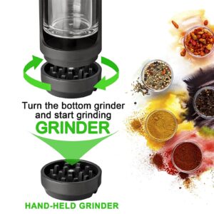 Free Boy Manual Grinder with Light-Up Storage Jars,8 Times Magnifying Viewing Jar,Stash Jar and Grinding,Black