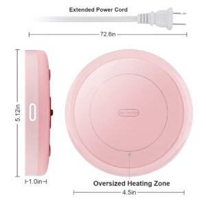 BESTINNKITS Smart Coffee Set Auto On/Off Gravity-Induction Mug Office Desk Use, Candle Wax Cup Warmer Heating Plate (Up to 131F/55C), 14oz (Pink Set)