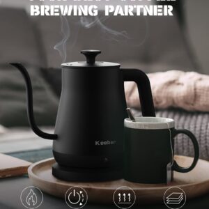 Electric Gooseneck Kettle, Pour Over Kettle & Tea Kettle with 5 Variable Temperature Presets, 304 Stainless Steel, LCD Touch Screen, 1000 Watt Quick Heating, 0.8L, Matte Black, XH-ZCQ07B-B