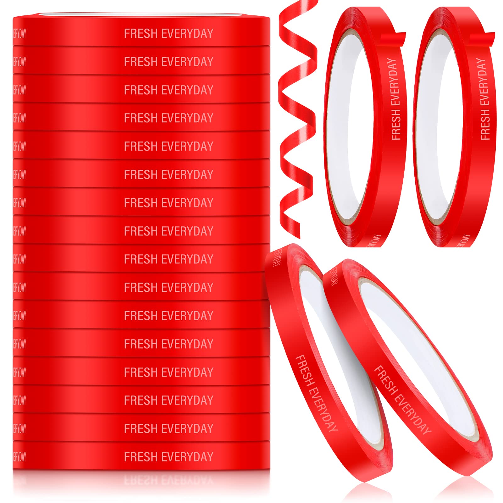 12 Packs Bag Tape Sealer, 3/8 Inch Poly Bag Sealer Tape, Plastic Tape Bag Sealer for Bags Package Vegetables Meat Cake Icing Packaging and Sealing (Red, 66yd)