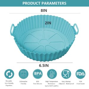 ACOHICE Air Fryer Silicone Pot,Reusable Air Fryer Liners,No Need to Clean the Air Fryer,Food Safe Air Fryer Accessories,8 Inch silicone air fryer basket(Top: 8" - Bottom: 6.96")(blue)