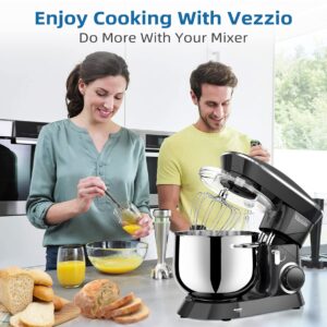 9.5 Qt Stand Mixer, 10-Speed Tilt-Head Food Mixer, Vezzio 660W Kitchen Electric Mixer with Stainless Steel Bowl, Dishwasher-Safe Attachments for Most Home Cooks (Black)