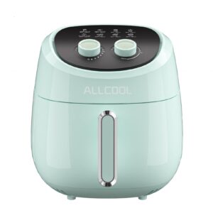 allcool air fryer 4.5 qt fit for 2-4 people easy to use with 8 cooking references auto shutoff blue air fryer