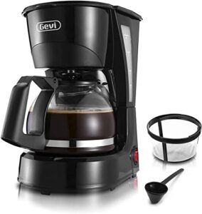 gevi 4 cups small coffee maker, compact coffee machine with reusable filter, warming plate and coffee pot for home and office