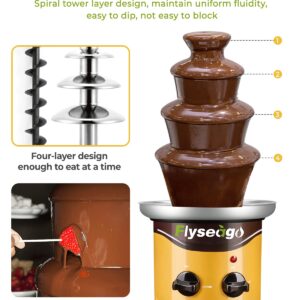 Flyseago Chocolate Fountain Machine 4 Tiers Cheese Fountain Perfect for Nacho Cheese, Chocolate Sauce, Wedding, Party