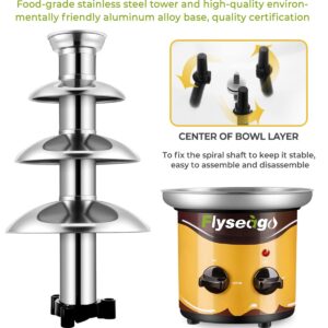 Flyseago Chocolate Fountain Machine 4 Tiers Cheese Fountain Perfect for Nacho Cheese, Chocolate Sauce, Wedding, Party