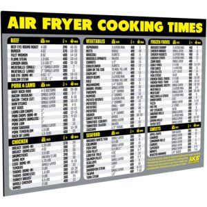 air fryer cooking times chart magnet - extra large easy to read airfryer magnetic cheat sheet - healthy air fryer cookbook accessory air fryer food kitchen conversion air fryer oven accessories (grey)