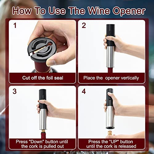 Electric Wine Bottle Openers KB1-Electric Wine Opener, Battery Powered Automatic Wine Bottle Opener With Foil Cutter, One-click Button Wine Corkscrew Remover Easy Operation