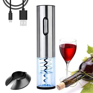 goscien electric wine opener, automatic electric wine bottle corkscrew opener, rechargeable stainless steel cordless electric wine bottle opener gift set with foil cutter, usb charging cable