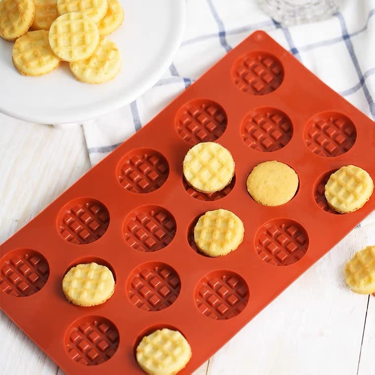 Silicone Waffle Mold Set, 2PCS/Set 18/20 Cavity Mini Silicone Waffle Mold Waffle Maker Mould, Non-stick Cake Cookie Chocolate Making Mold for Baking (B)