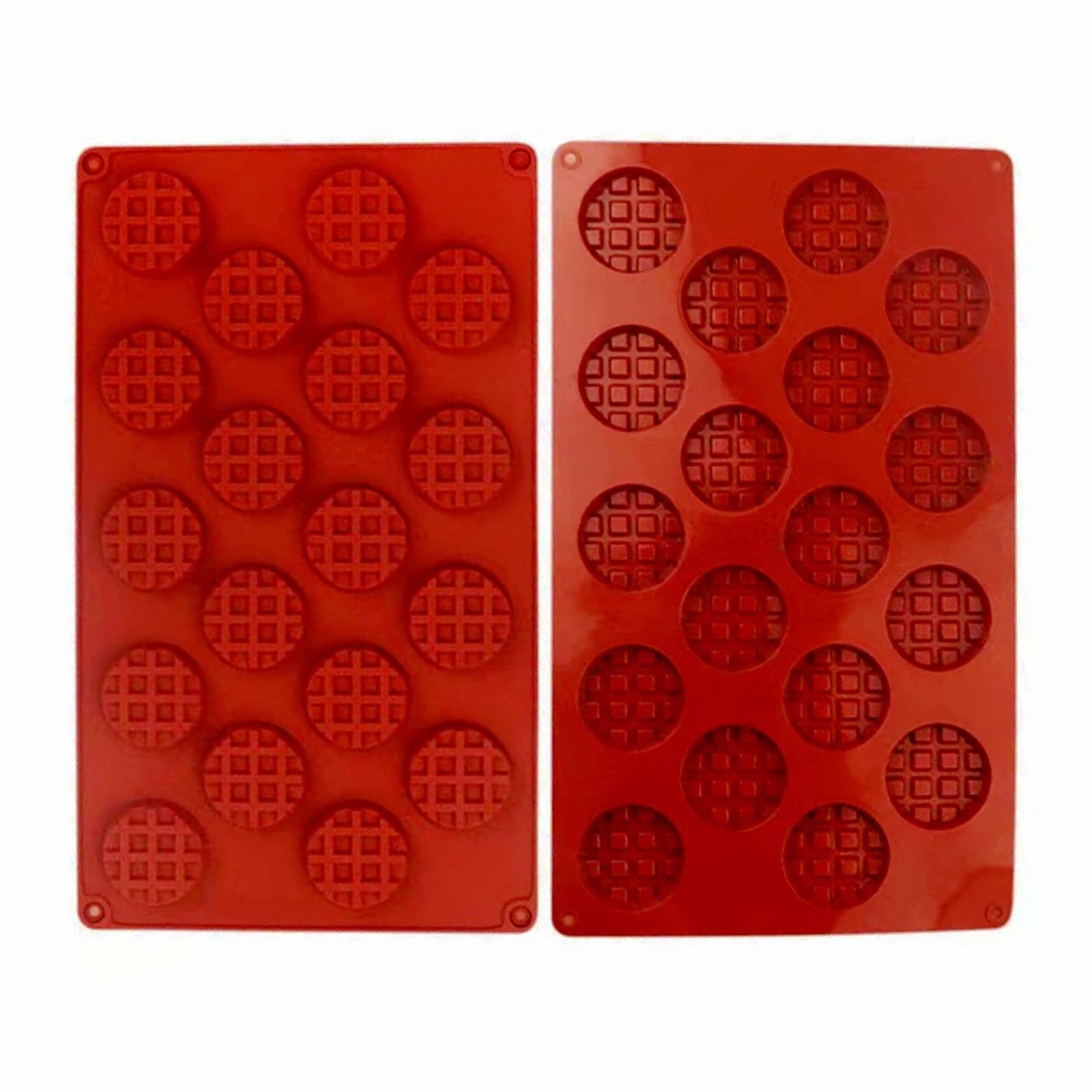 Silicone Waffle Mold Set, 2PCS/Set 18/20 Cavity Mini Silicone Waffle Mold Waffle Maker Mould, Non-stick Cake Cookie Chocolate Making Mold for Baking (B)